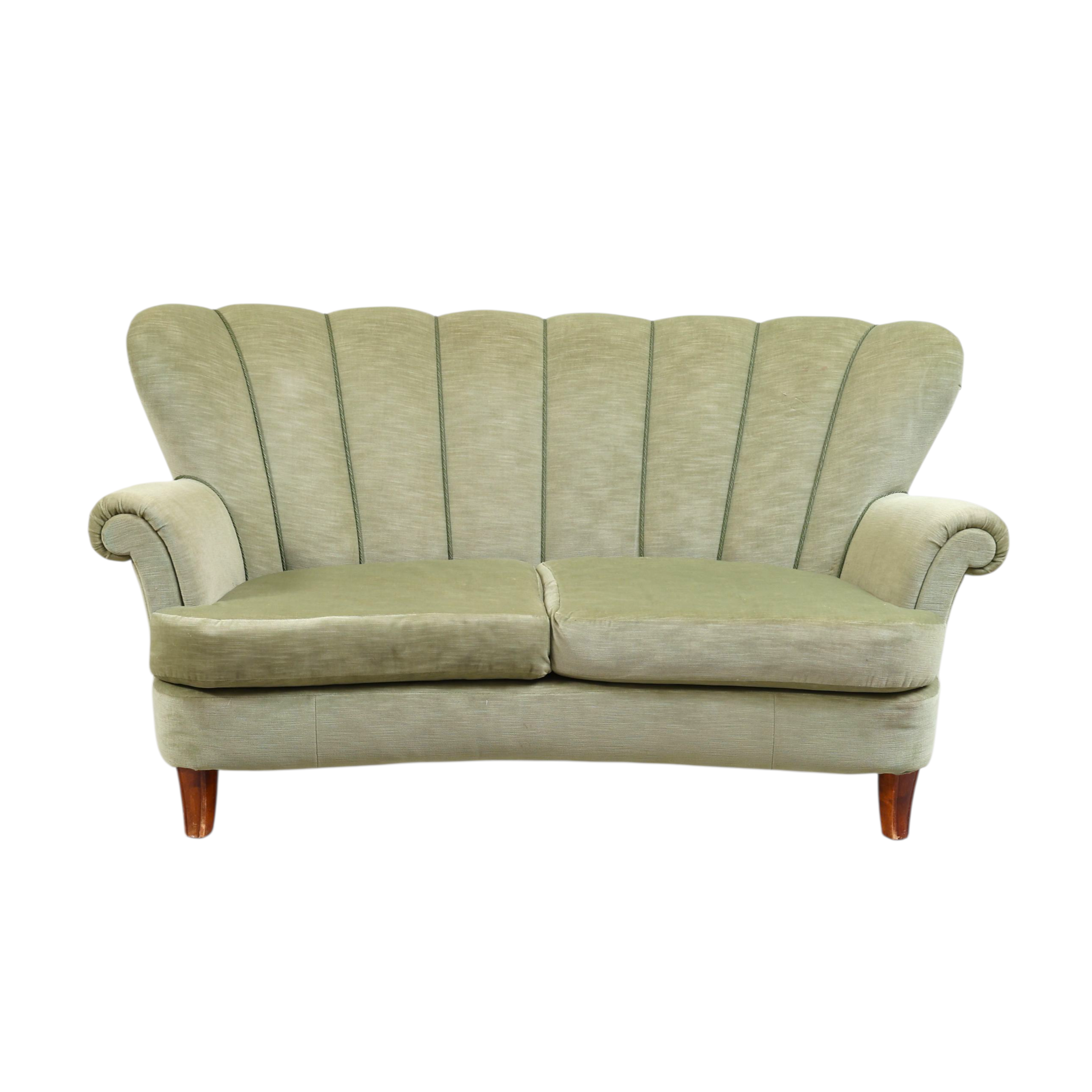 SOFFA, svängd form & skulpterad rygg, Swedish Modern, 1940-tal. | Barnebys