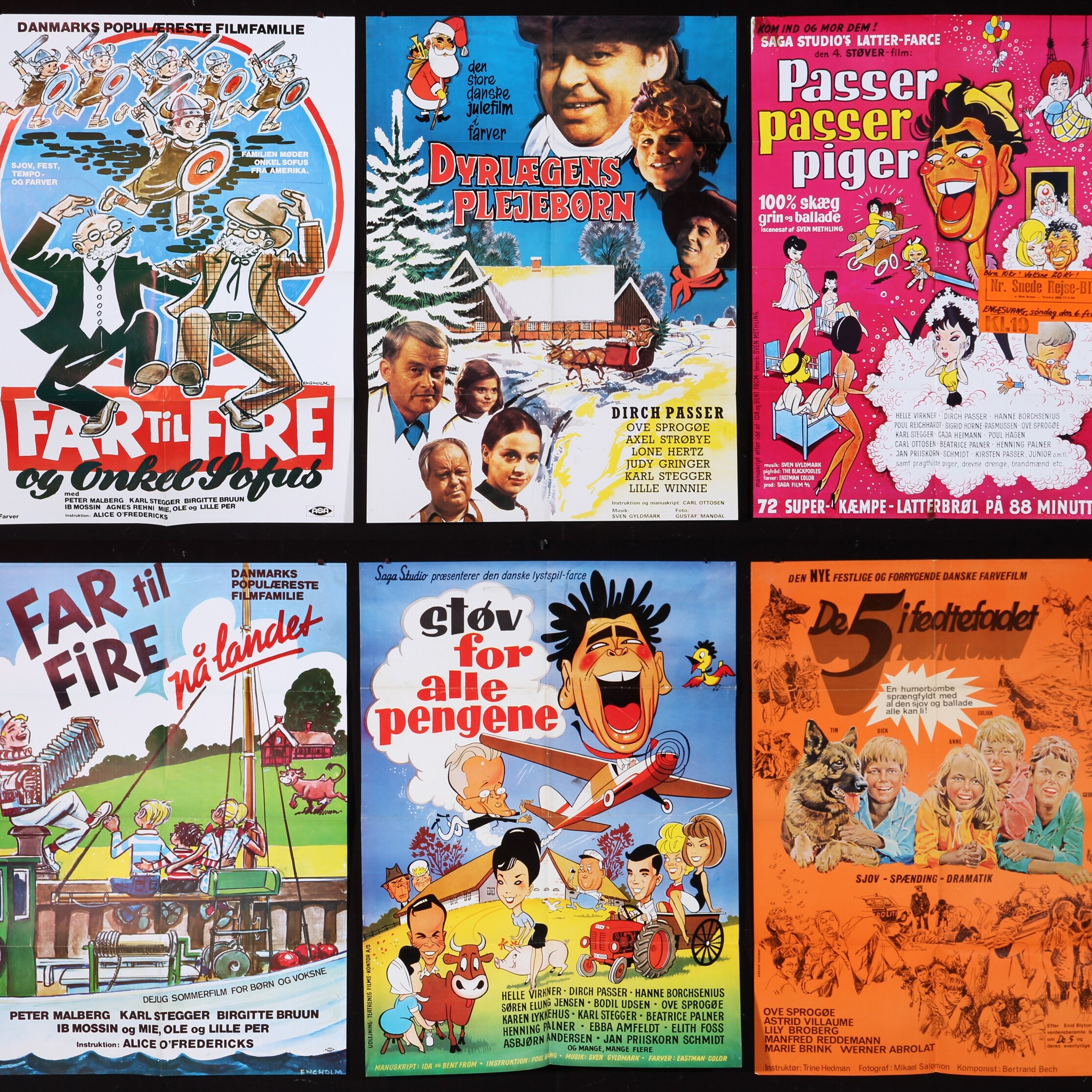 Collection of movie posters, including Dirch Passer and 'Father of Fire ...
