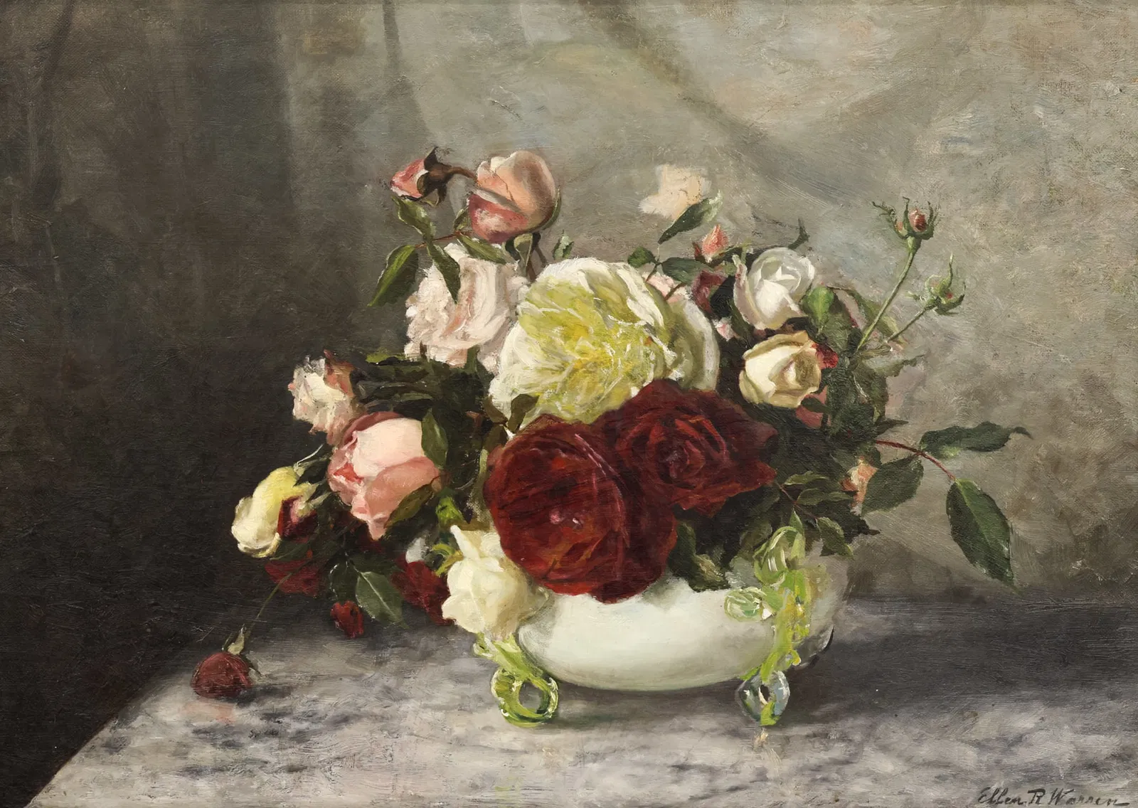 Ellen Russell Warren Van Pelt "Still Life with Roses" 1886 Oil on ...