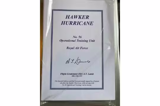 WW2 D-Day RAF pilot Flt Lt Sir A Lamb DFC CMG 56 sqn signed Hawker ...