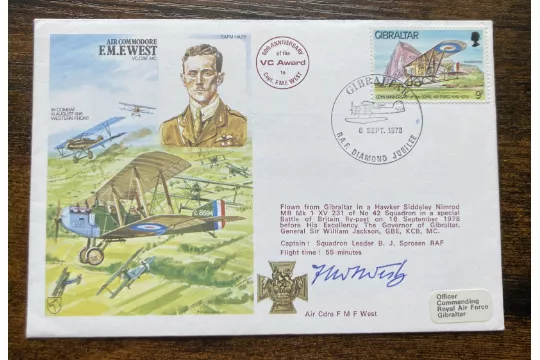 Great War Victoria Cross Air Cdre Fred West VC signed on his own ...