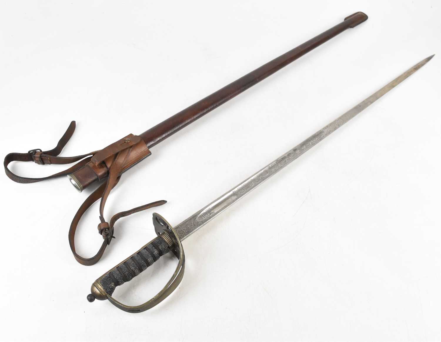 A Victorian British Cambridge Rifle Volunteers' sword with shagreen ...