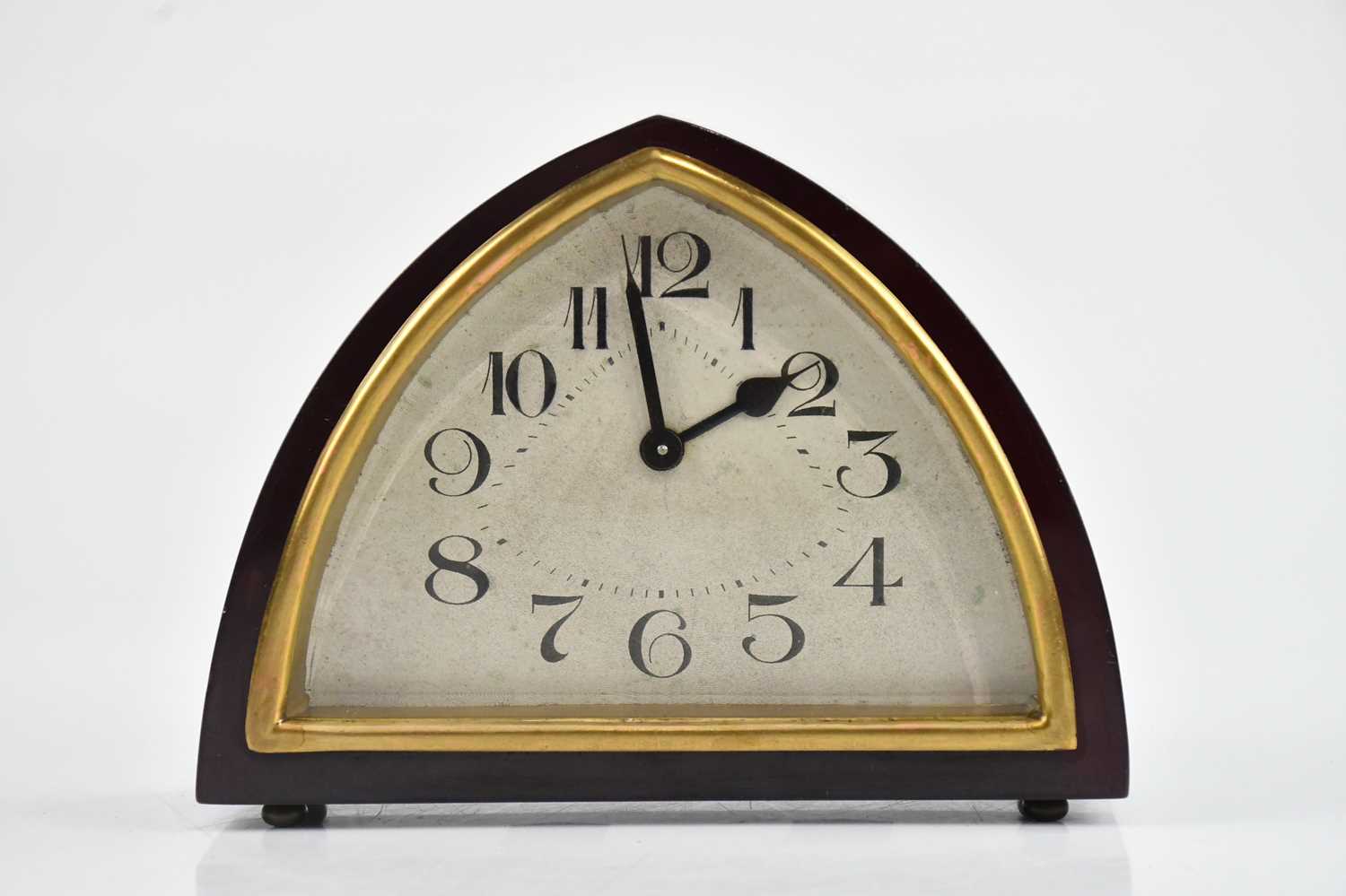 A rare Art Deco bakelite 'Futuran’ mantel clock of triangular form ...