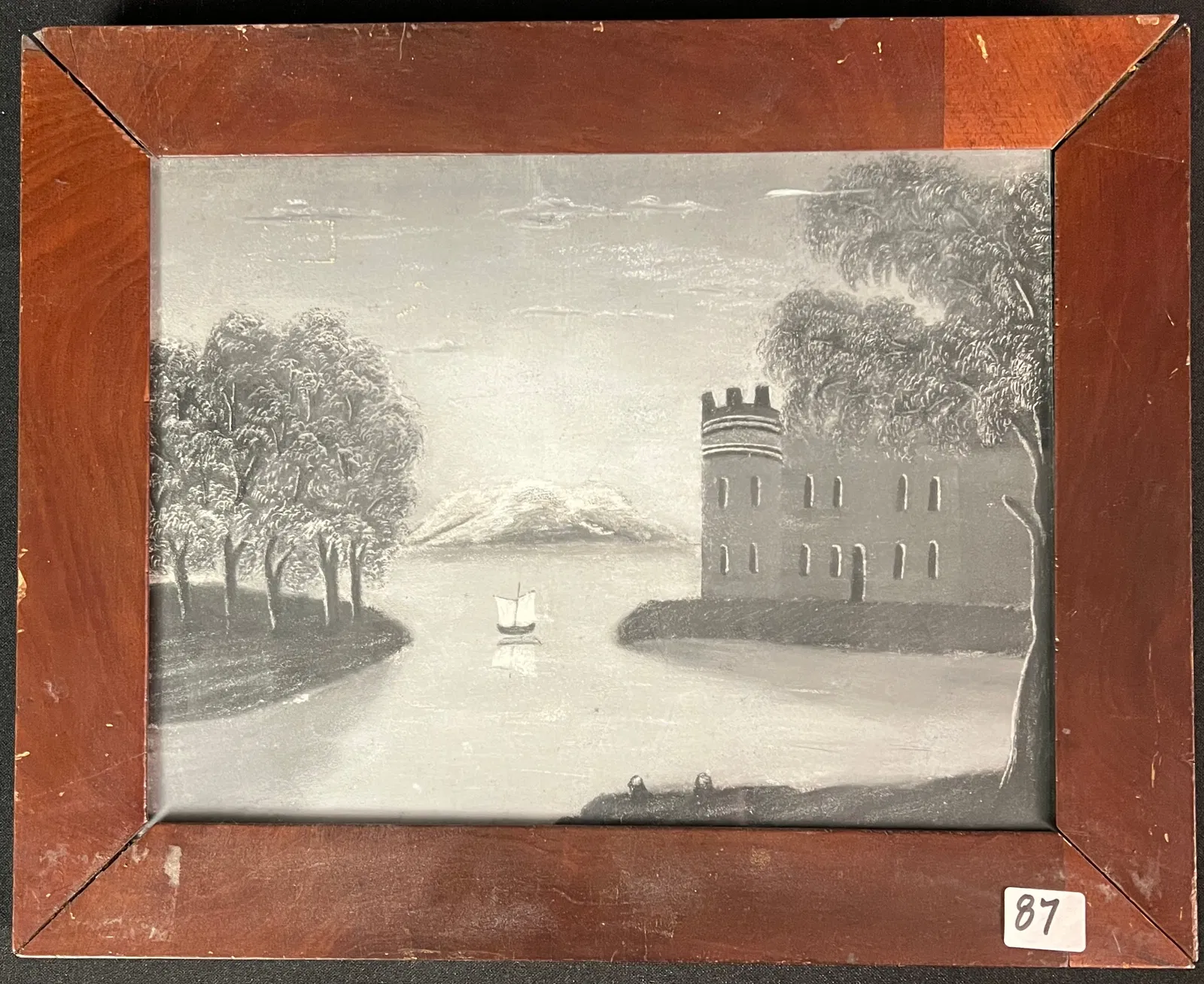 Hudson River Sandpaper Drawing C1840's | Barnebys