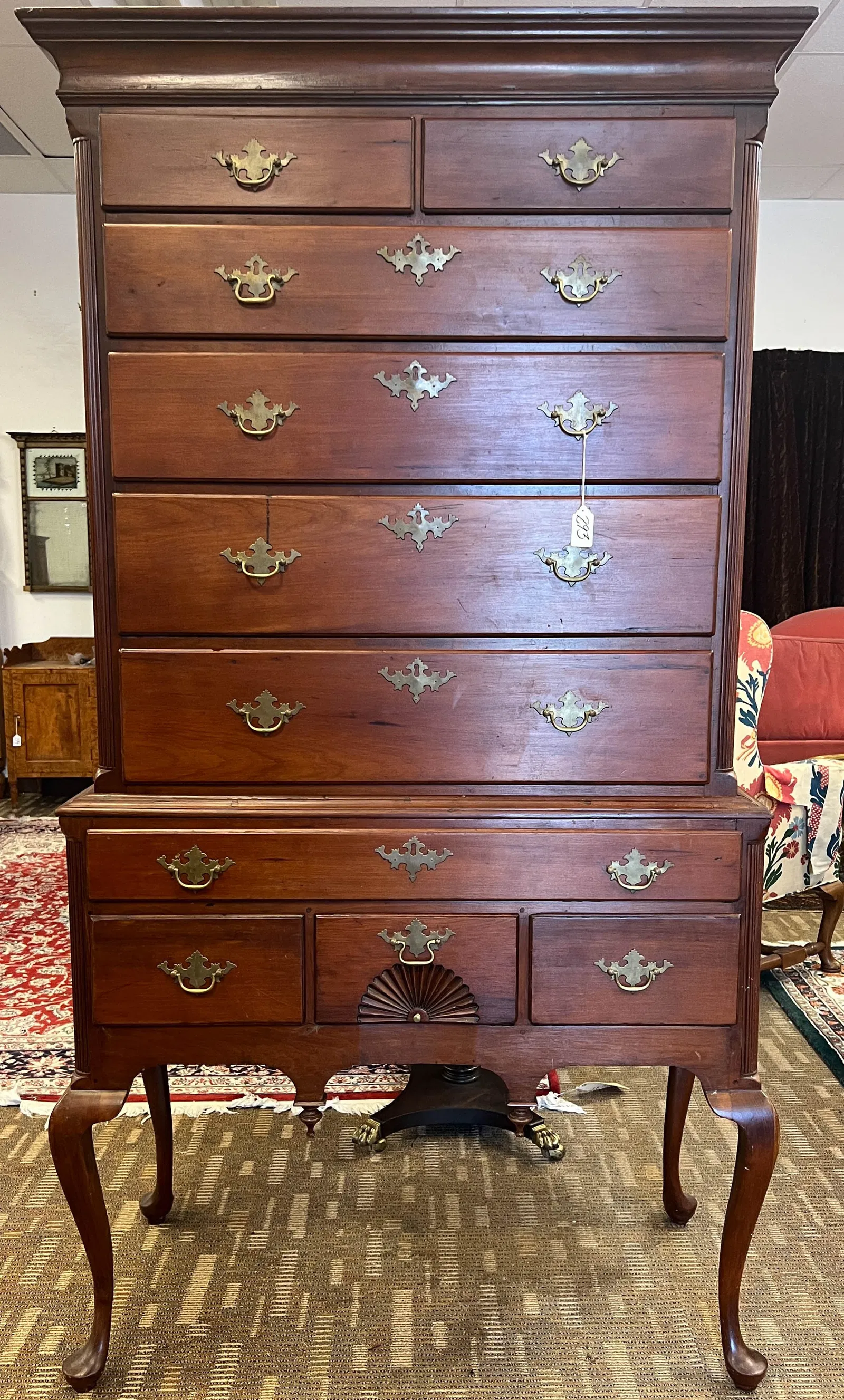 A 18th Century Cherry Chippendale Flat Top Highboy | Barnebys