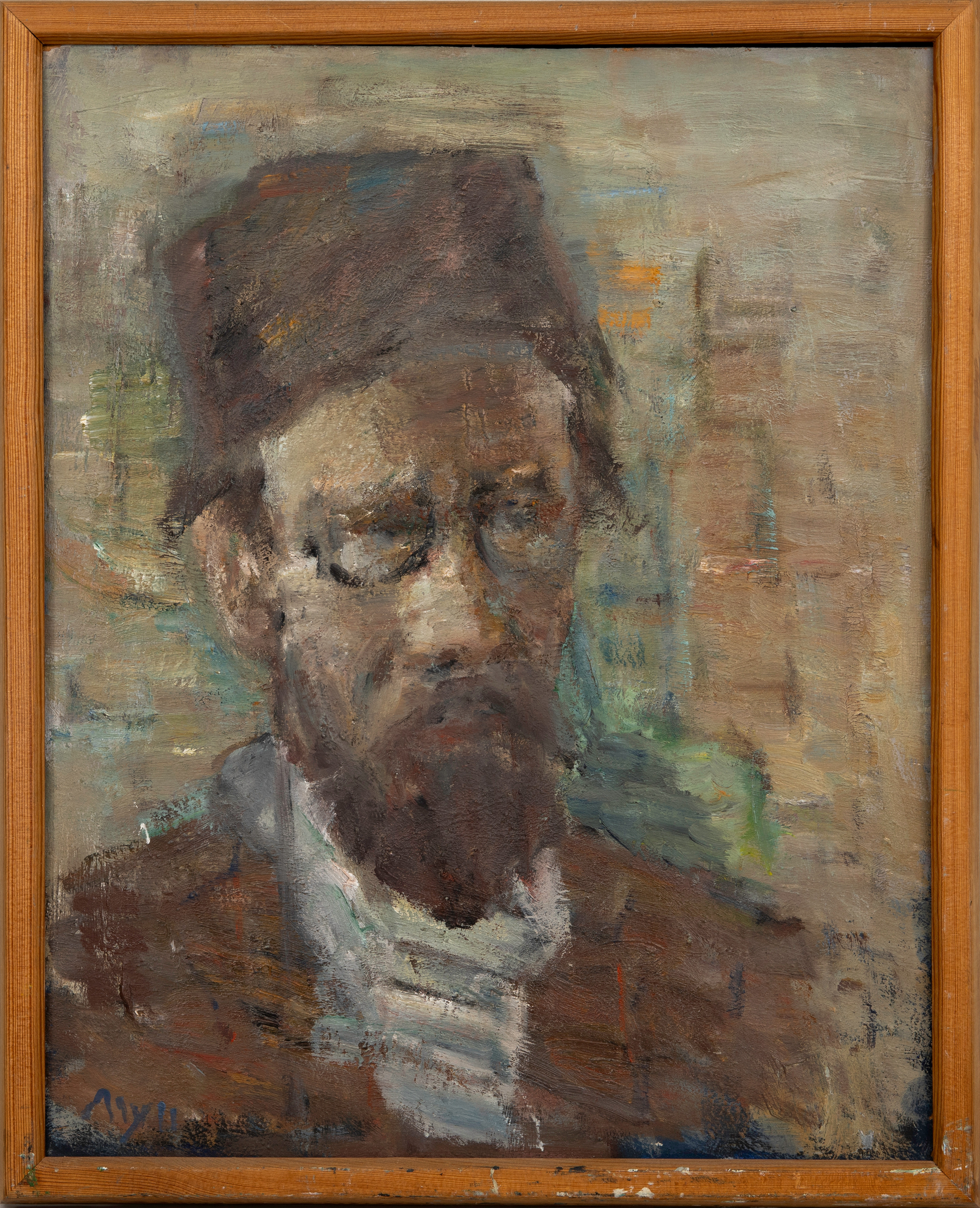 RAGNAR ALYRE (1894-1975). Porträtt av Ivan Aguéli, olja på pannå ...