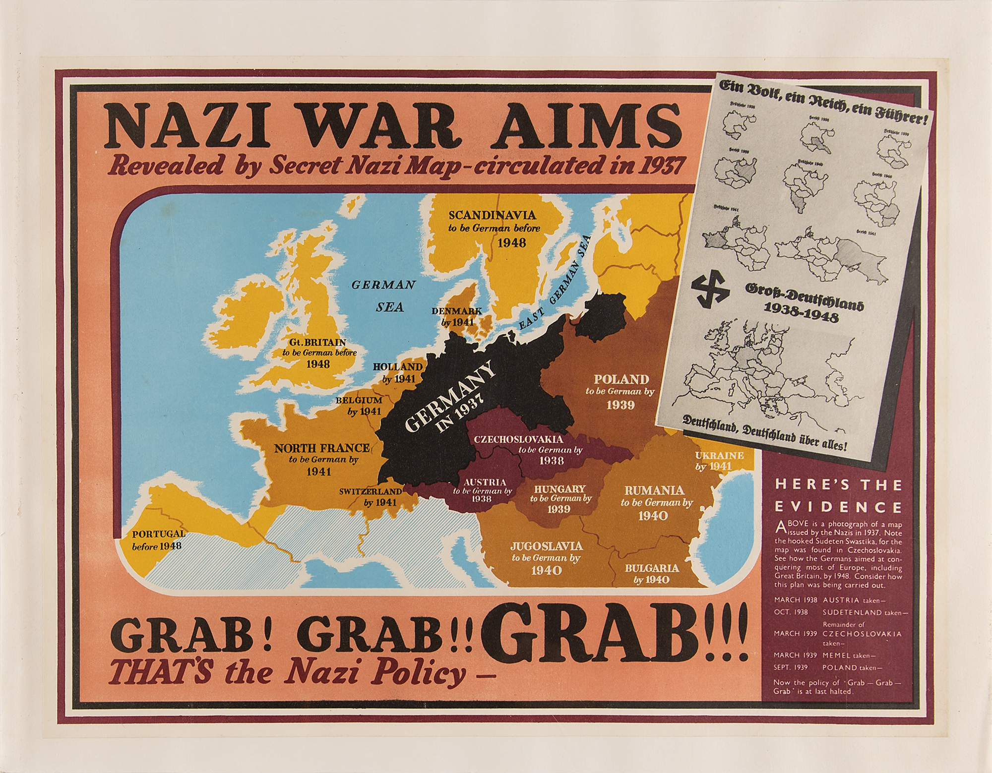 World War II 'Nazi War Aims, Revealed by Secret Nazi Map' Propaganda ...