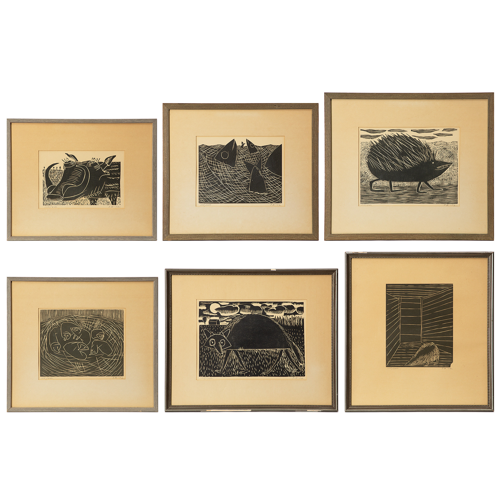 TORSTEN RENQVIST. Träsnitt, 6 st, signerade, numrerade 108/250 och ...