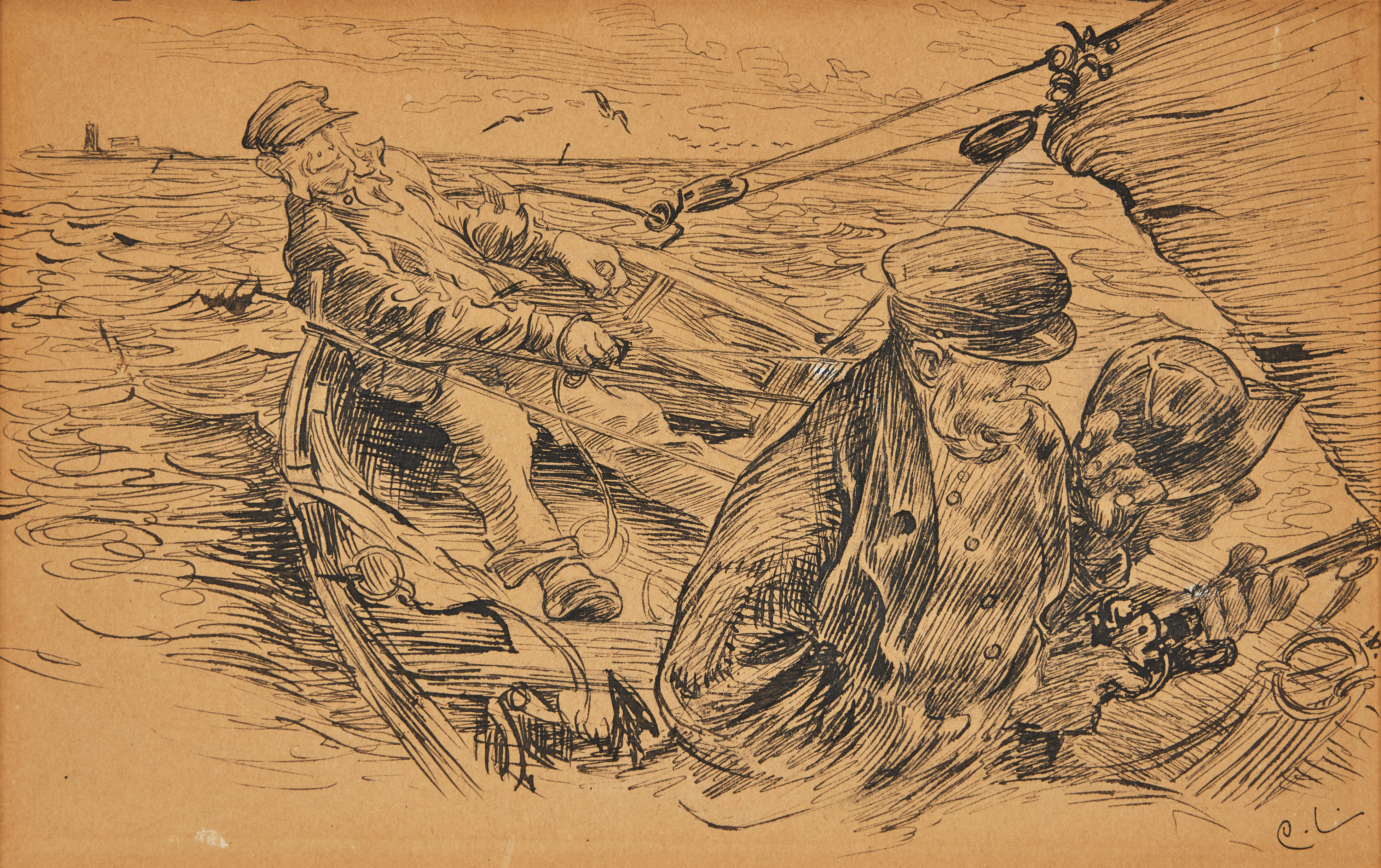 CARL LARSSON. Säljakt, original till Elias Sehlstedt "Sånger och Visor ...