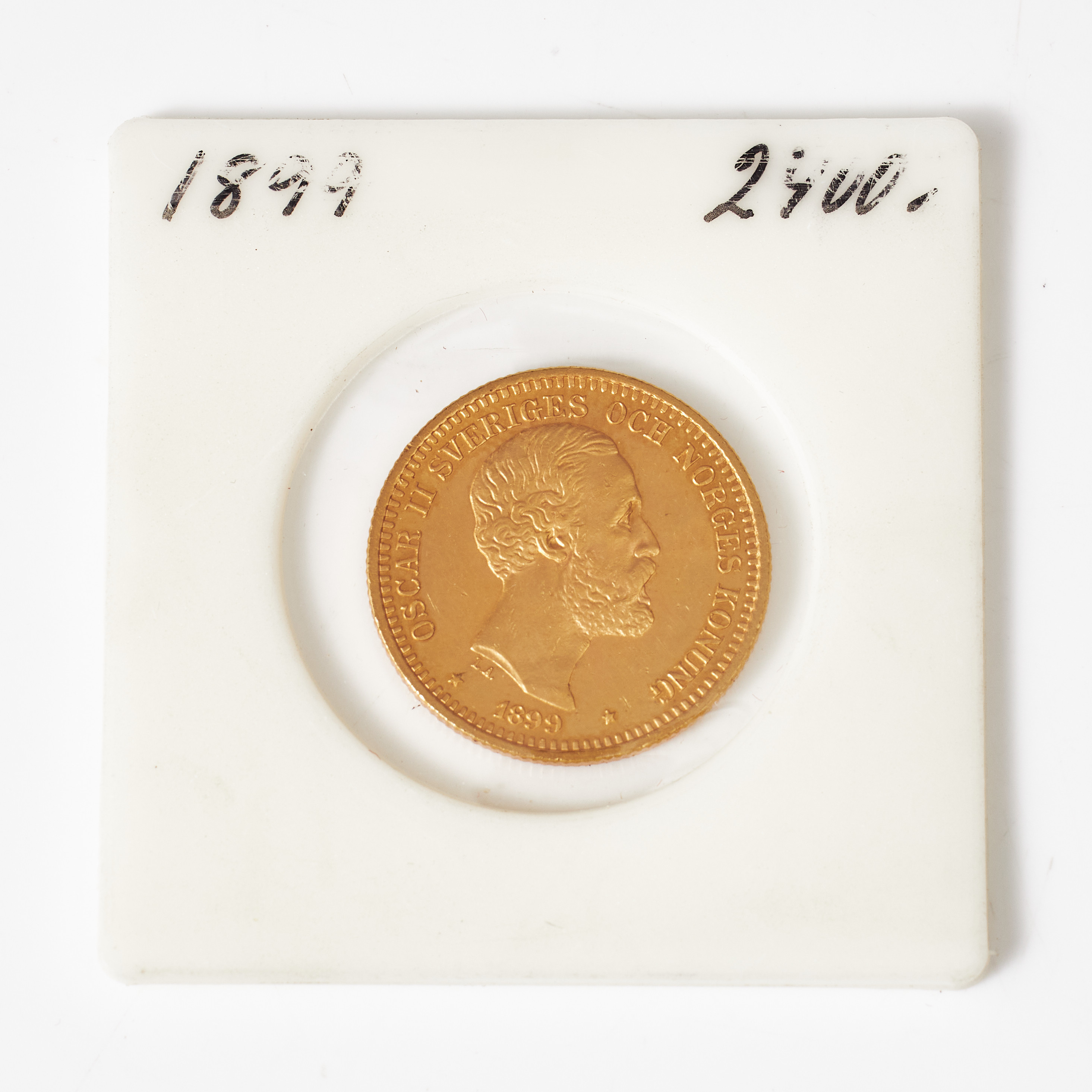 MYNT, 21,6 k guld, 20 kr, Oscar II, Sveriges och Norges konung, 1899 ...