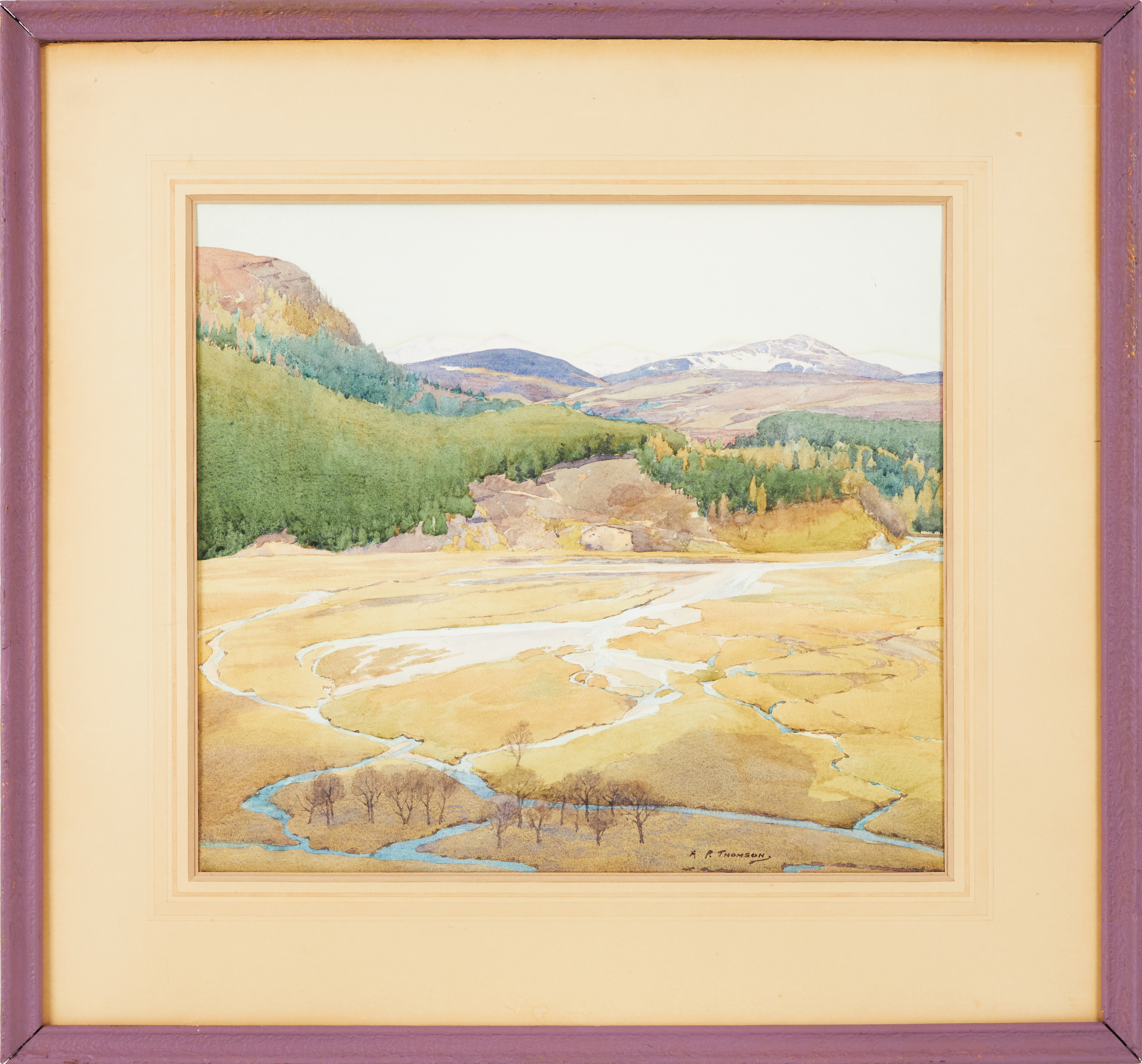 ALEXANDER P. THOMSON. (Skottland, 1887-1962) "The Cairngorms", akvarell ...