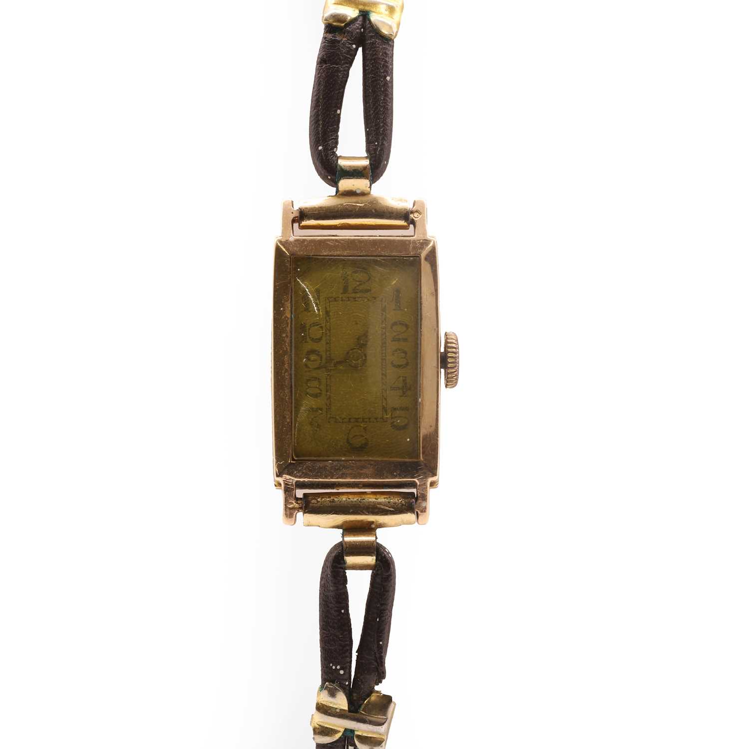 A ladies' 9ct gold Art Deco mechanical strap watch | Barnebys
