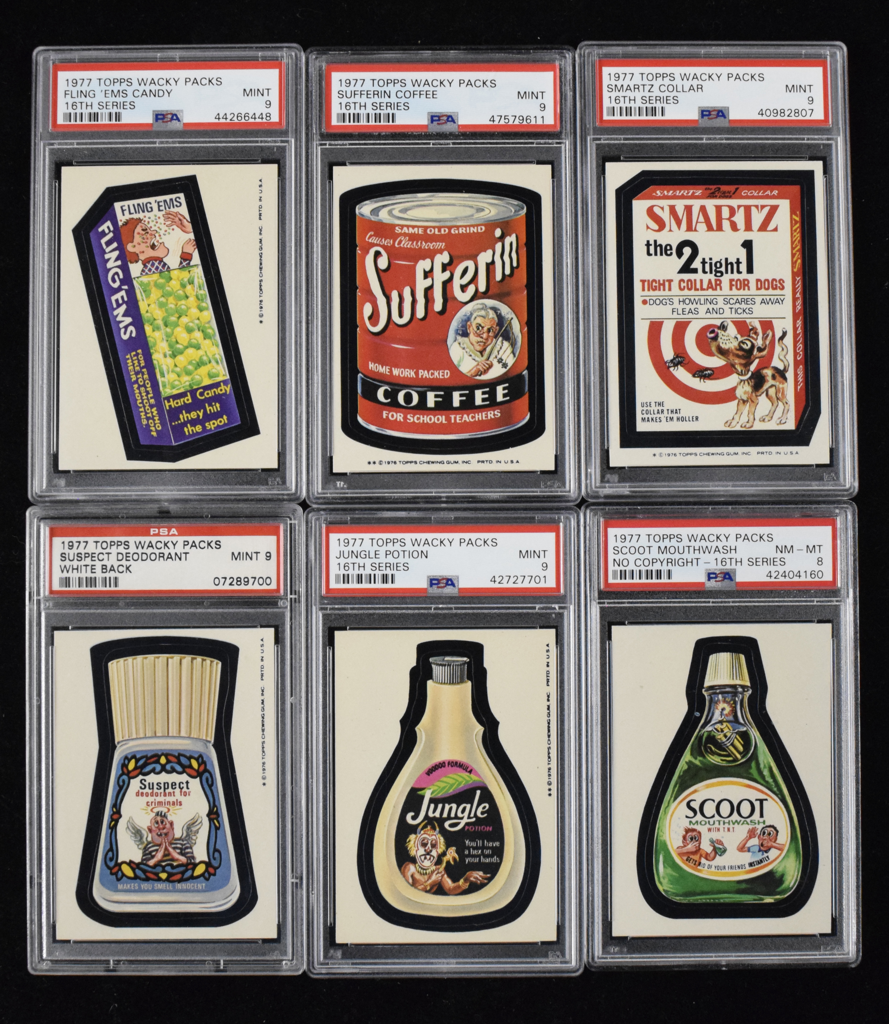 Rare 1977 Topps Wacky Packages Series 16 all-PSA graded... | Barnebys