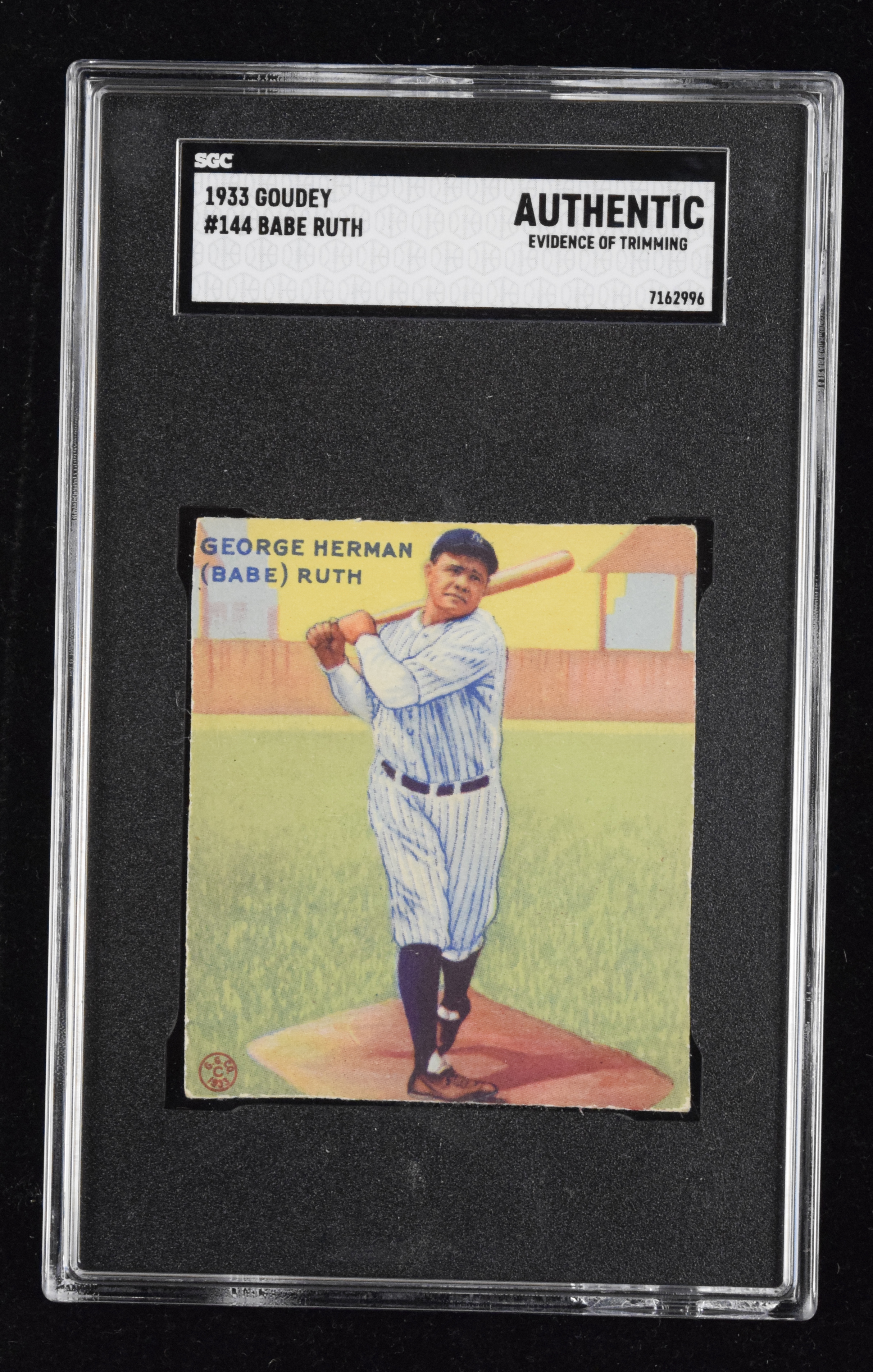 1933 Goudey #144 Babe Ruth (SGC Authentic - borders/edges... | Barnebys