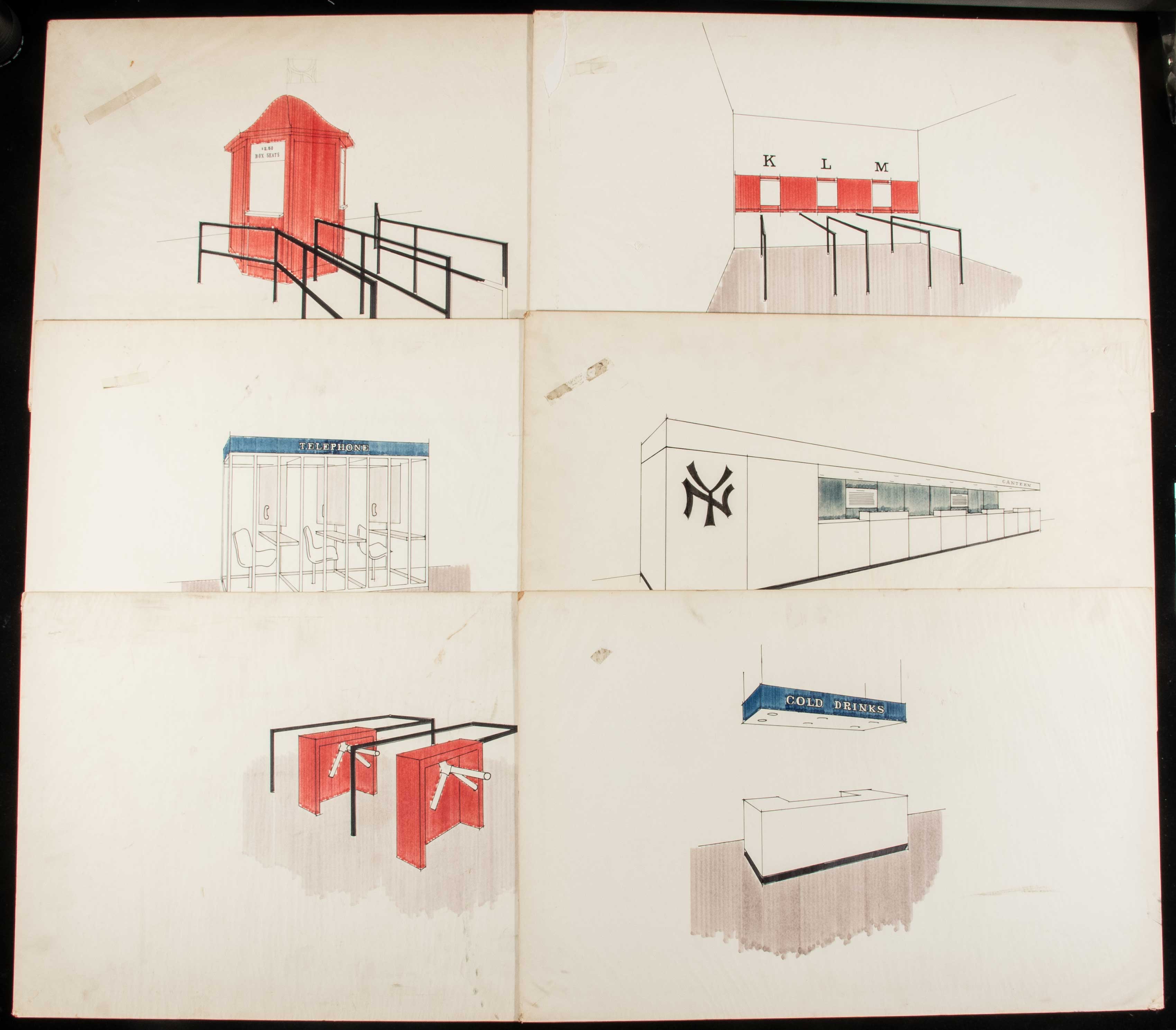 Yankee Stadium renovation design concept drawings c.1973 | Barnebys