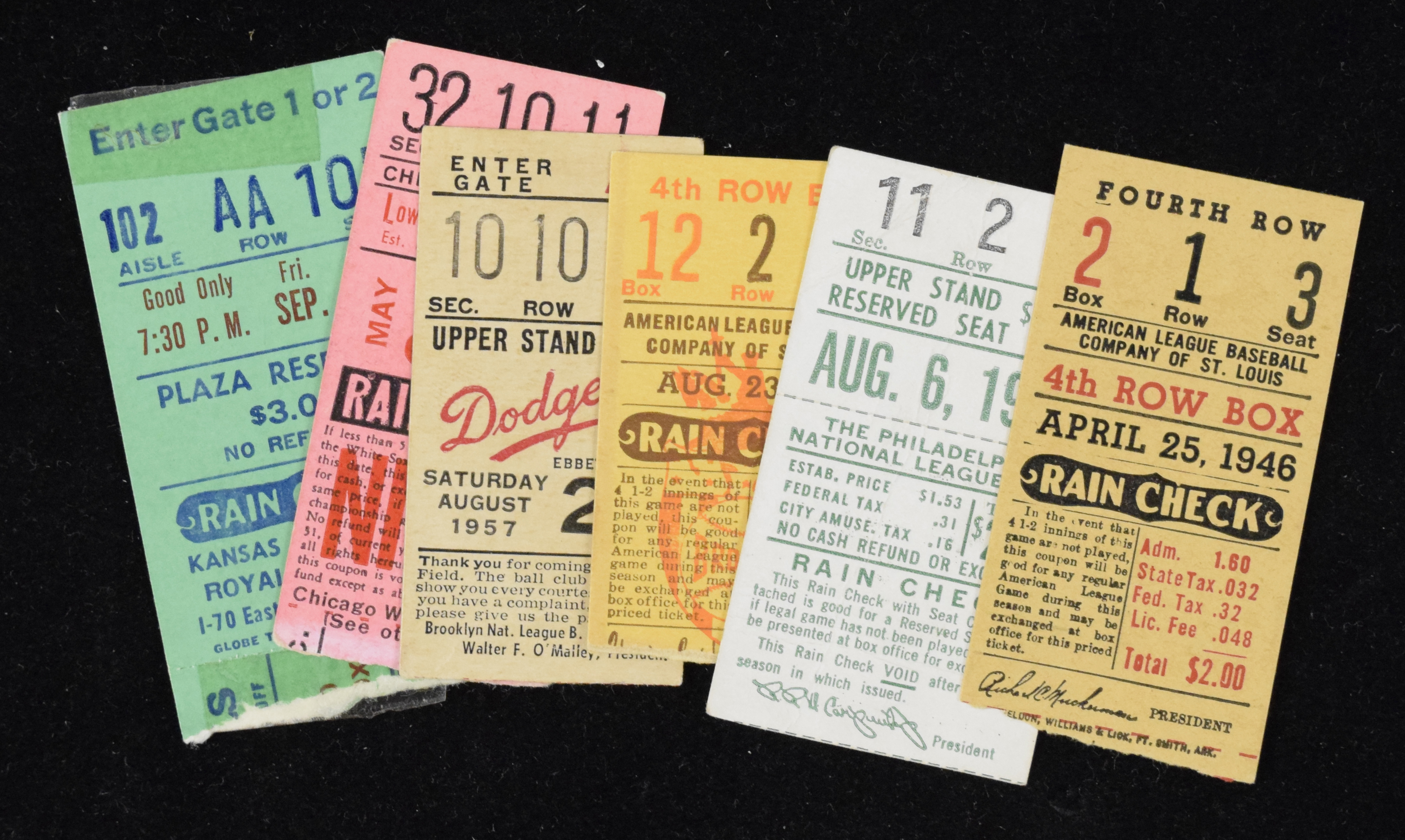Lot of (6) MLB ticket stubs from 1946-1973 (FR/GD-EX/MT) | Barnebys