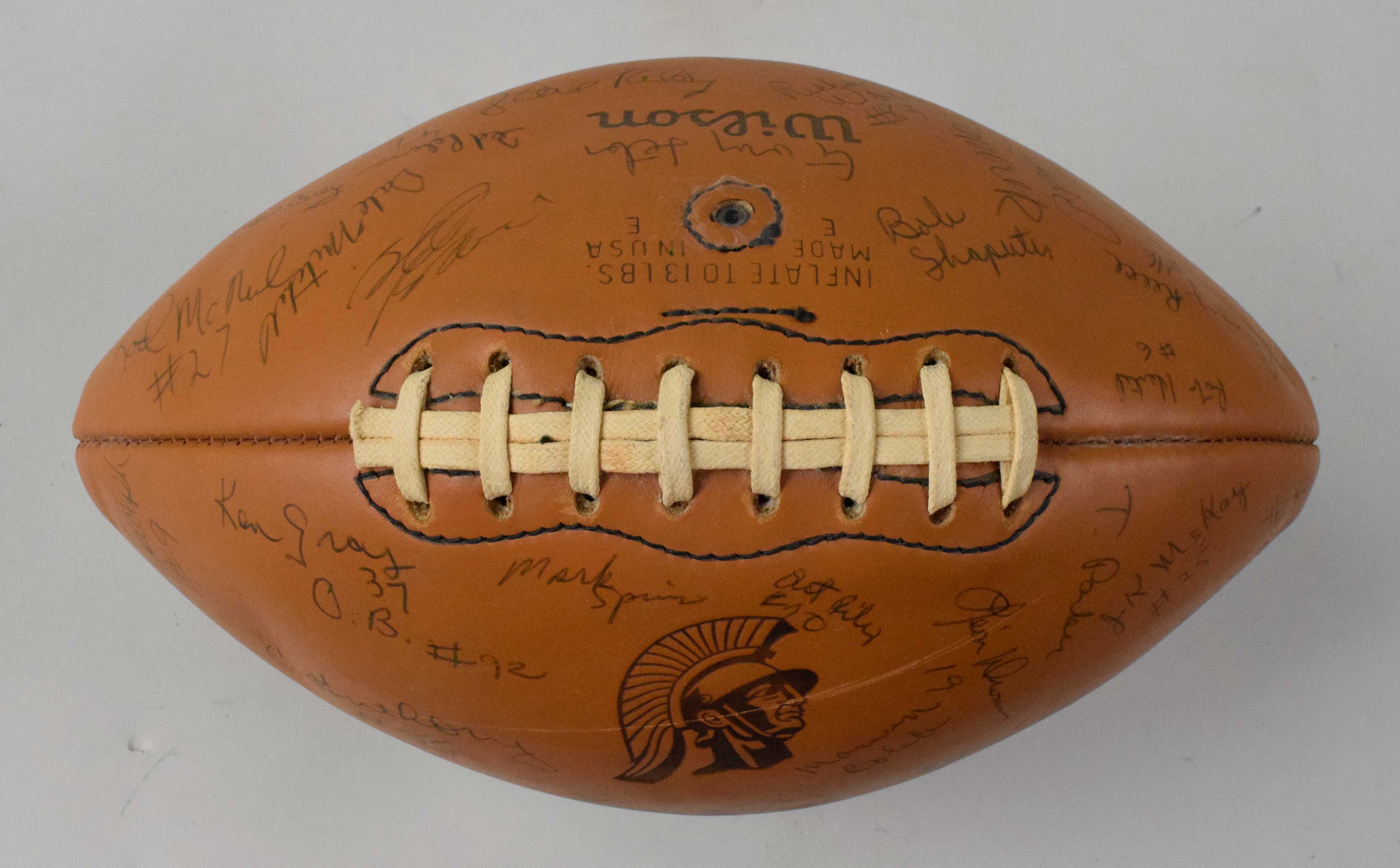 1972 National Champion USC Trojans team signed football | Barnebys