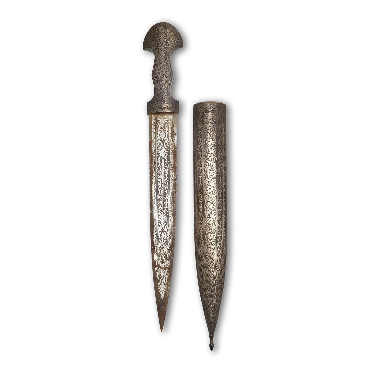 DAGGER IN THE TURCO-PERSIAN STYLE Strong ogival pommel dagger in silver ...