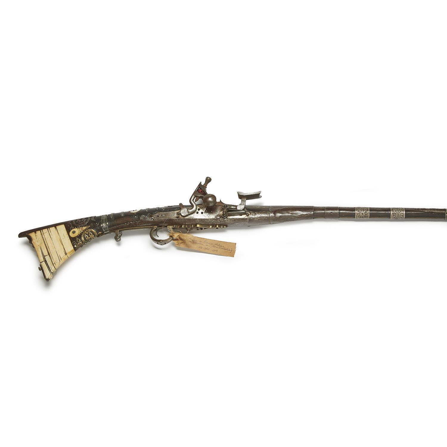 "MUKAHLA. MOROCCAN FLINTLOCK RIFLE with bone-inlaid stock with ...