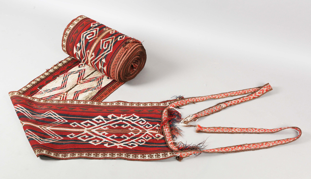 A Kirghiz woven yurt band, Karakuli Lake, near Kashgar, Xinjiang ...