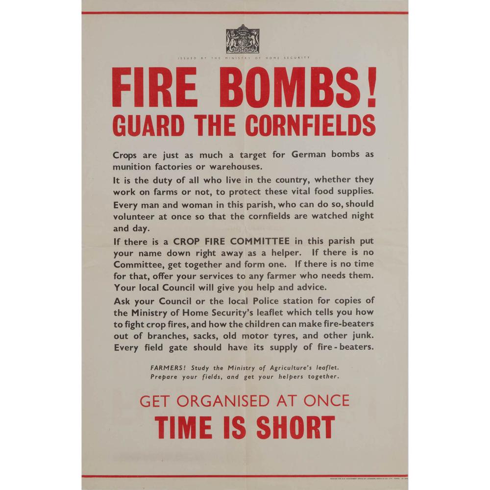 British School WWII Civil Defence Propaganda Poster, c.1941, FIRE ...
