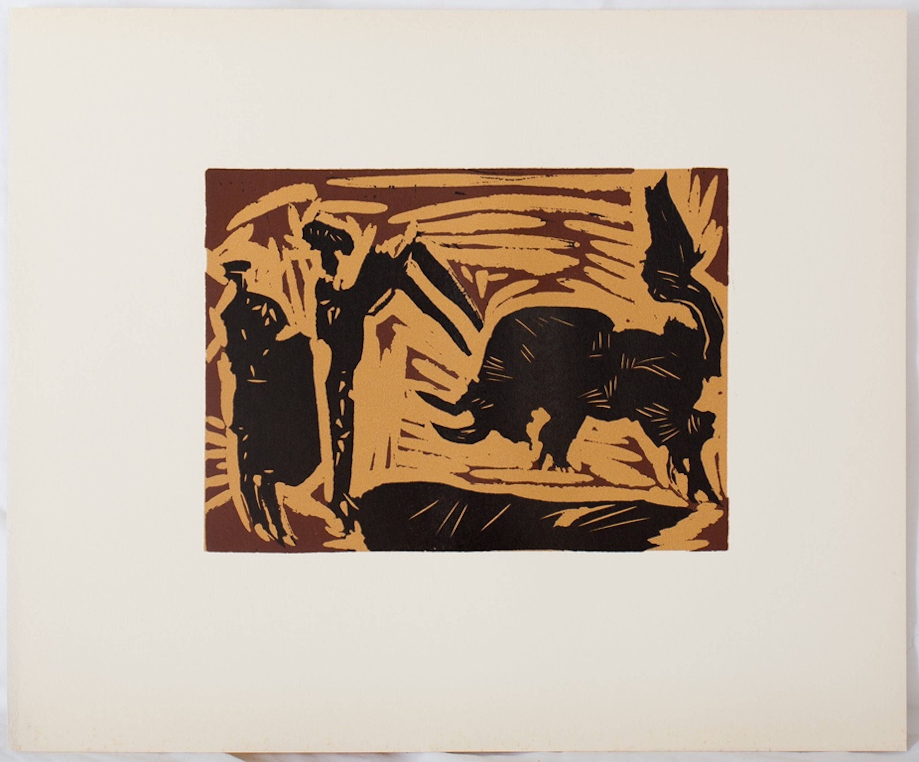 Pablo PICASSO : Corrida, la charge du Taureau - Linogravure (1962 ...