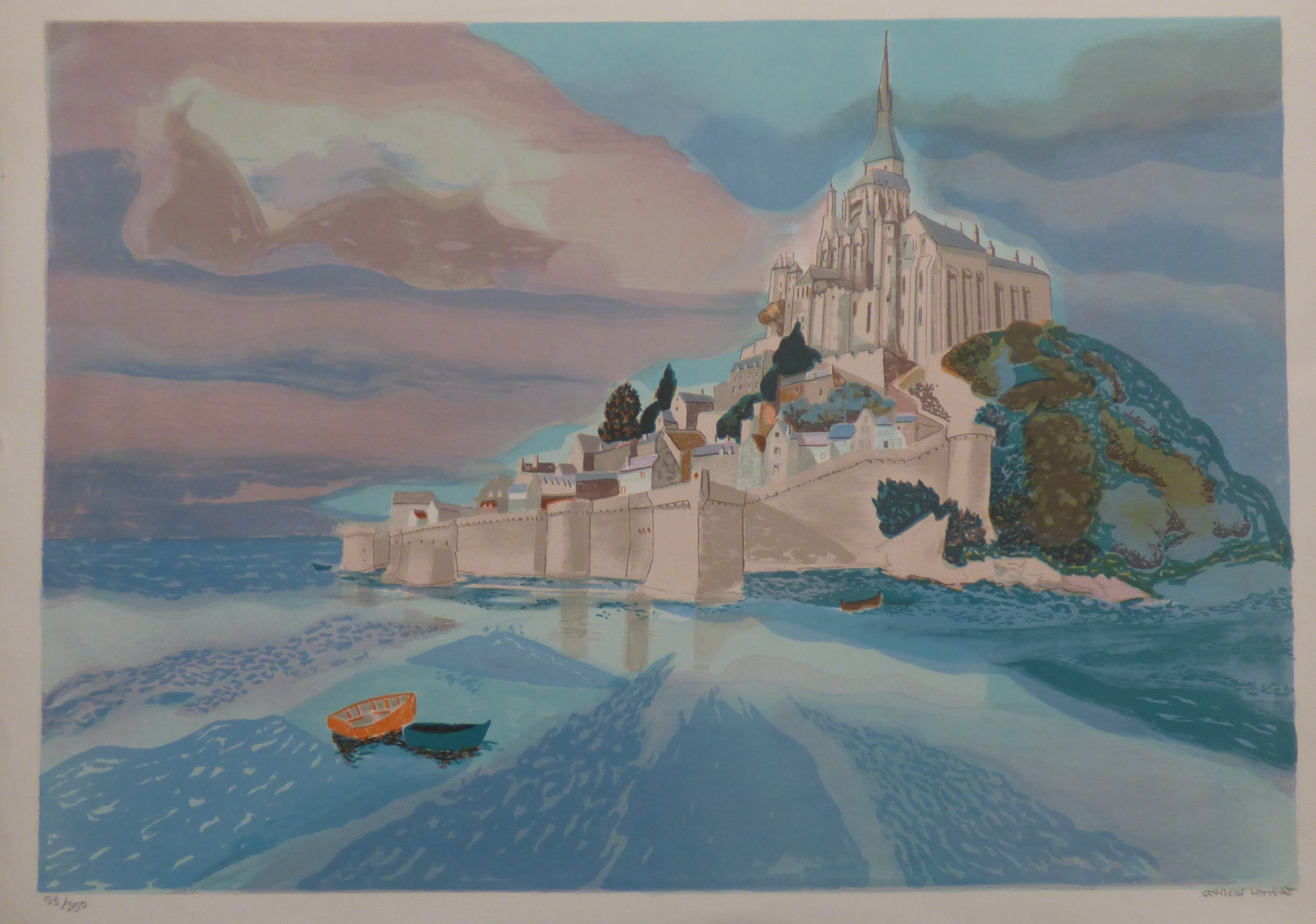 Georges LAMBERT - Le Mont Saint Michel à marée basse, 1980 ...