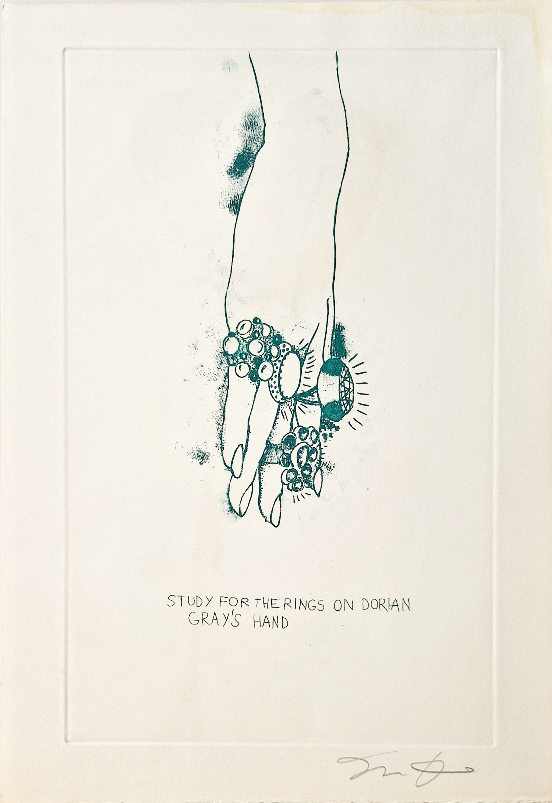 Jim Dine - Study for the Rings on Dorian Gray’s Hand - Eau-forte signée ...