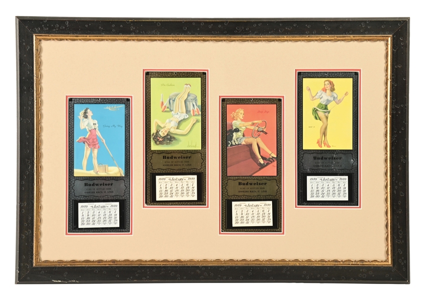 SET OF 4 1939 BUDWEISER PIN-UP GIRL CALENDARS FROM VARIOUS ARTISTS ...