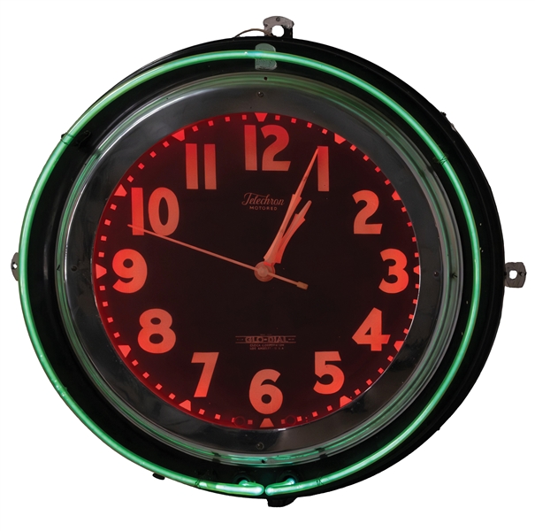 ORIGINAL TELECHRON GLO-DIAL TWO-TUBE NEON CLOCK | Barnebys