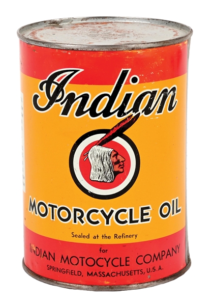 INDIAN MOTORCYCLE OIL "BULLSEYE" ONE- QUART CAN | Barnebys