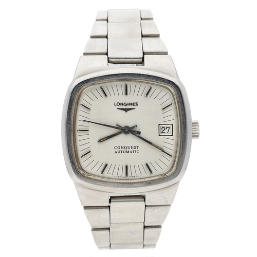Longines Conquest automatic square cased stainless steel gen... | Barnebys