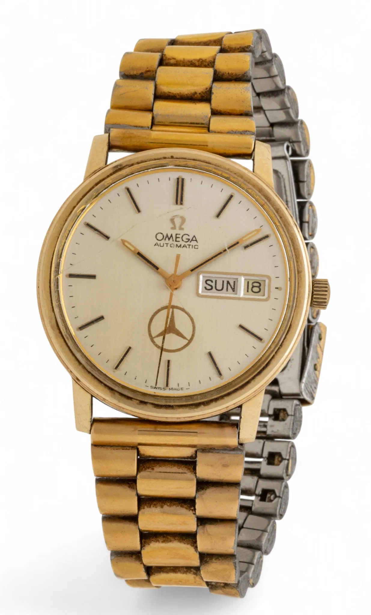 Omega, Swiss Made Gent's Wristwatch 10K Gold Filled Bezel, Stainless ...