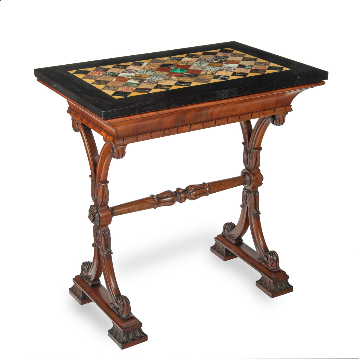 A fine Derbyshire black marble end support specimen table | Barnebys