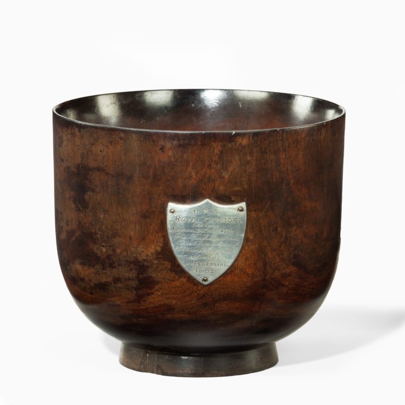 A George III punch bowl made of oak from H.M.S. Royal George, 1802 ...