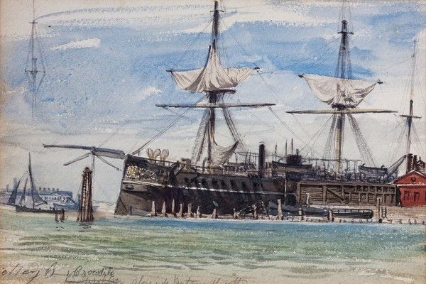 A set of three pen, ink and water colour sketches by Montague Dawson ...