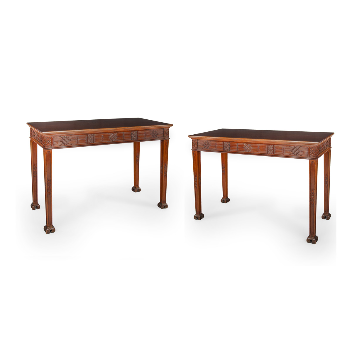 A Pair of Mahogany Serving or Side Tables in the George III Chinoiserie ...