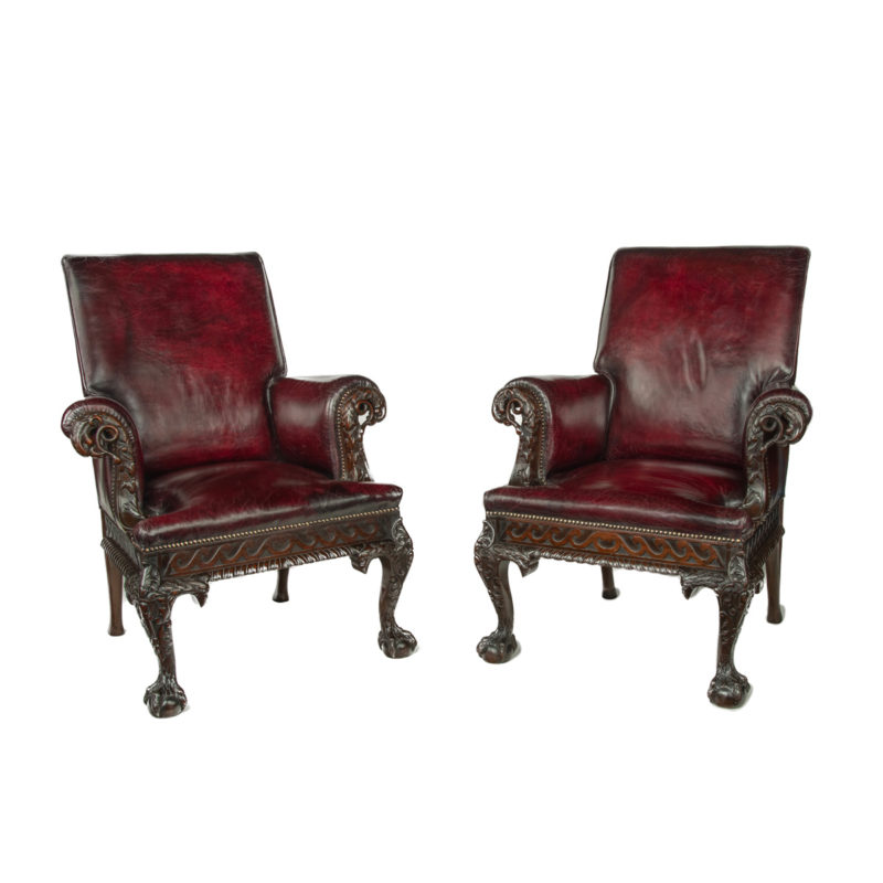 A fine pair of generous late Victorian mahogany eagle armchairs | Barnebys
