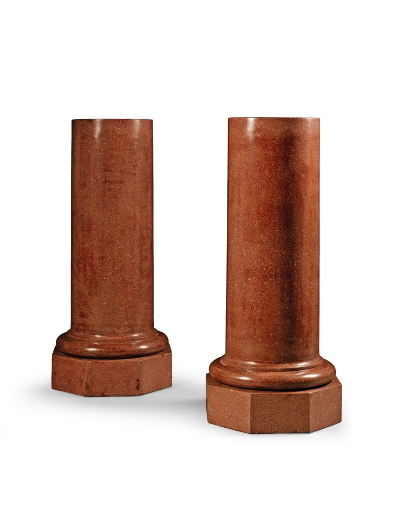 A pair of 19th century simulated porphyry scaglioli columns | Barnebys