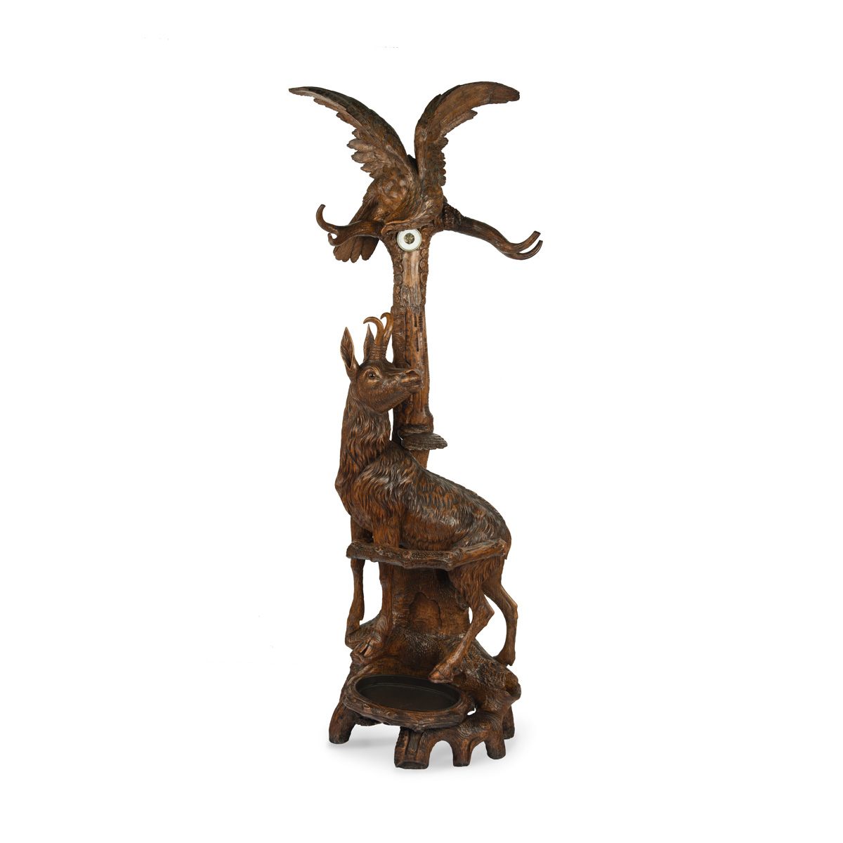 An unusual ‘Black Forest’ walnut eagle and chamois hall stand | Barnebys