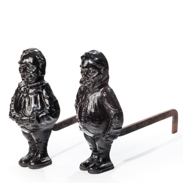 A Pair of cast iron andirons | Barnebys