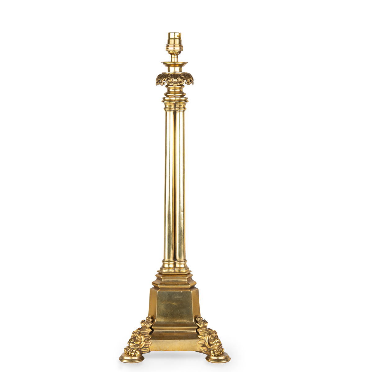 A Regency brass triple column table lamp | Barnebys