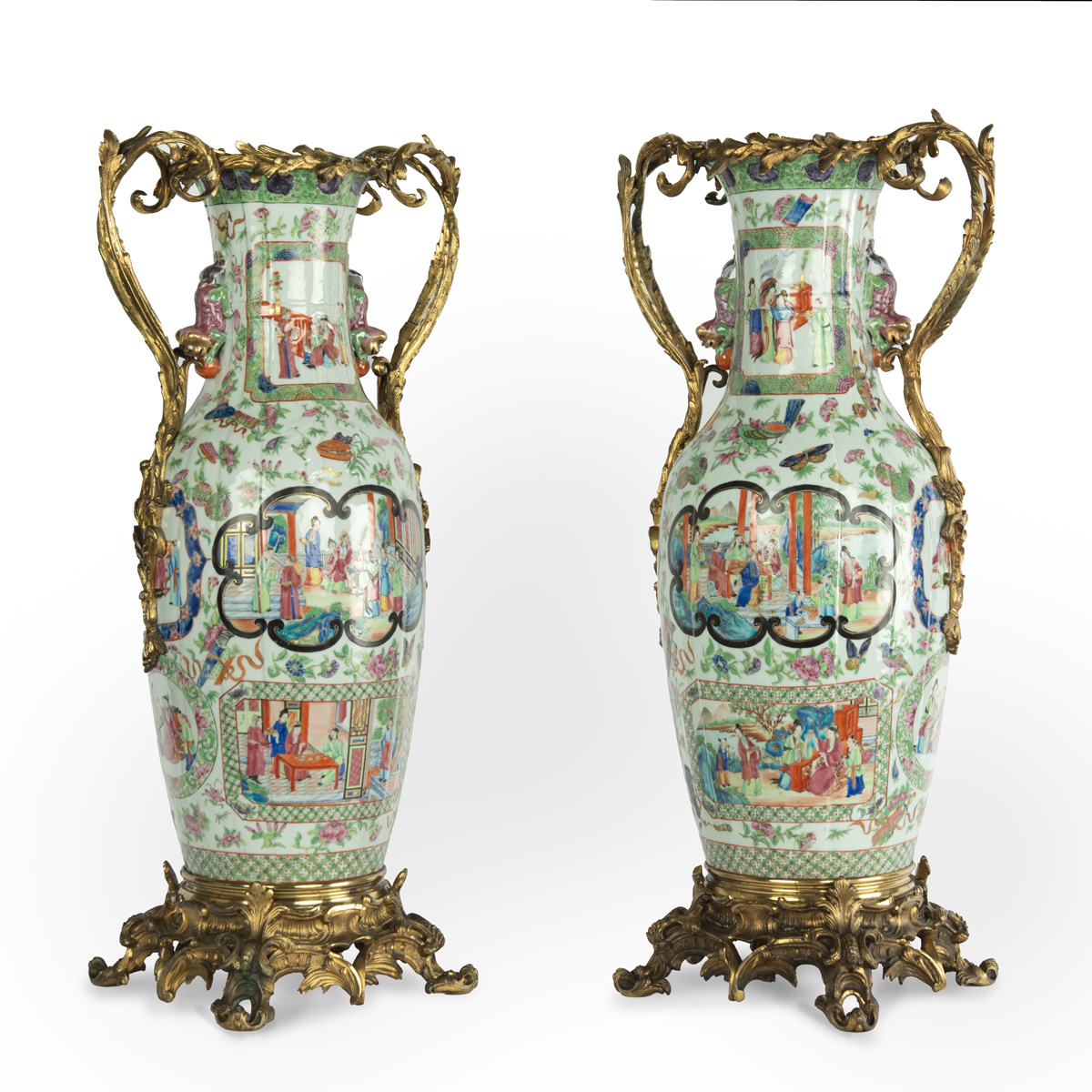 A fine pair of unusual ormolu mounted Chinese porcelain vases | Barnebys