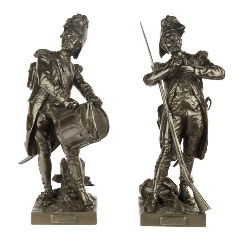 A pair of bronze figures entitled ‘Avant le combat’ and ‘Après le ...
