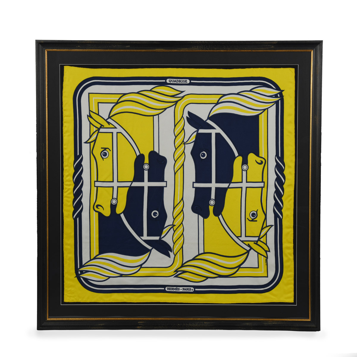 A striking framed Hermès 90 ‘Quadrige’ silk square by Pierre Peron ...