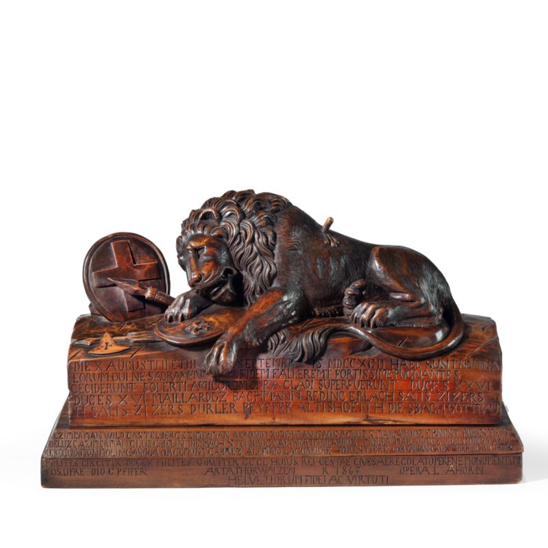 A large Black Forest model of the Lion of Lucerne dated 1867, after ...