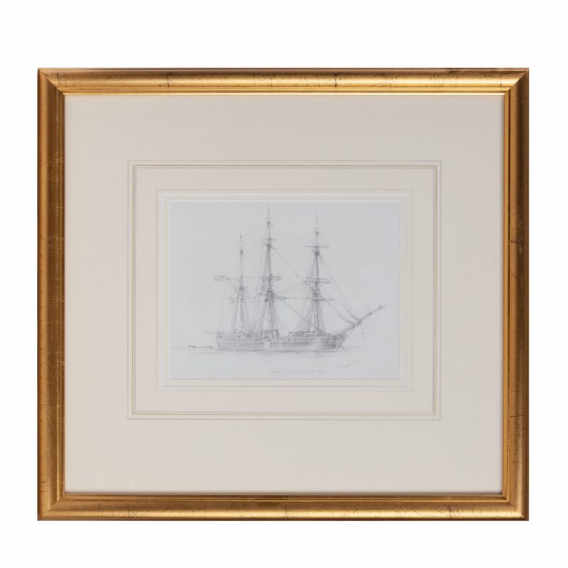 An Unusual Pencil Drawing of “Canton”, a Three-Masted Whaling Ship-at ...