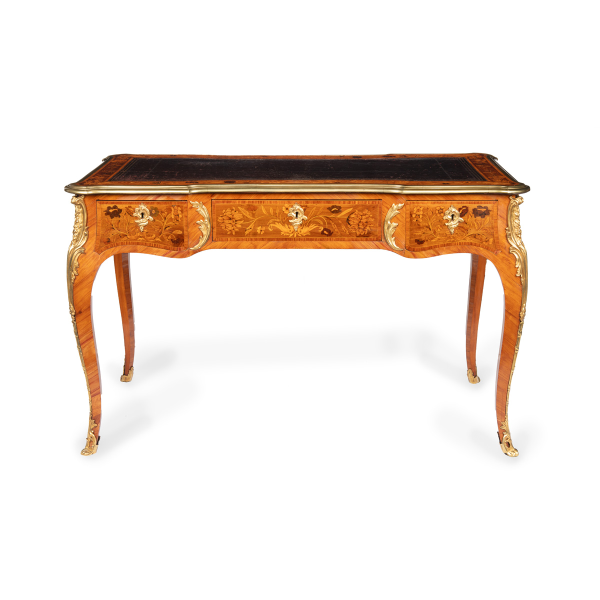 A Victorian kingwood marquetry writing table in the French taste | Barnebys