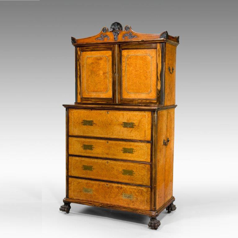 Anglo Chinese Amboyna and secretaire bookcase | Barnebys