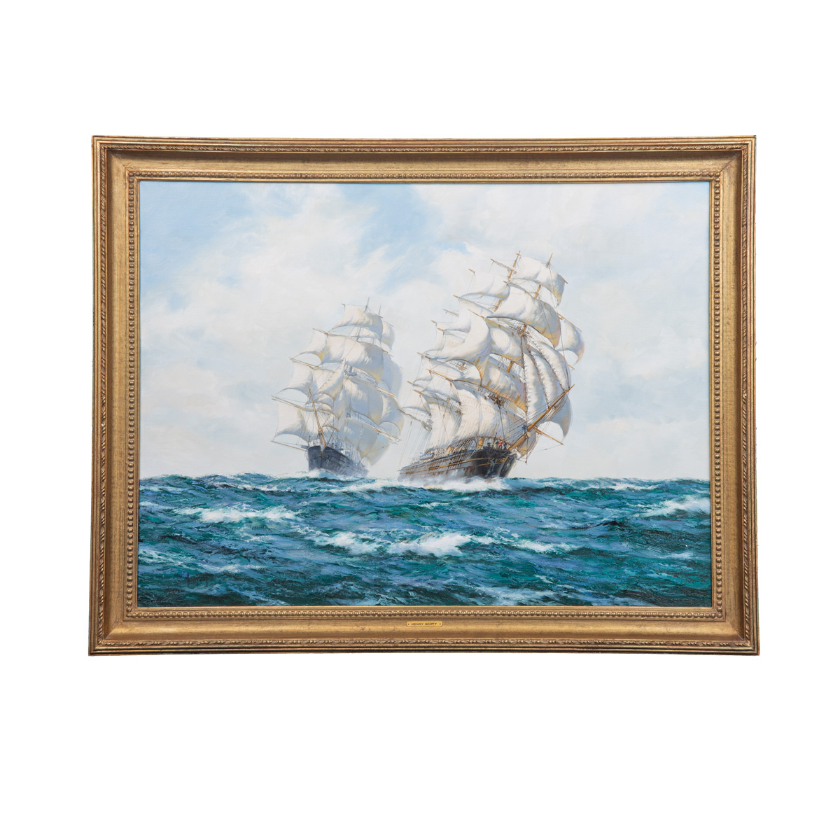 Tea clipper ‘Taeping’ closing on ‘Ariel’ by Henry Scott FRSA | Barnebys